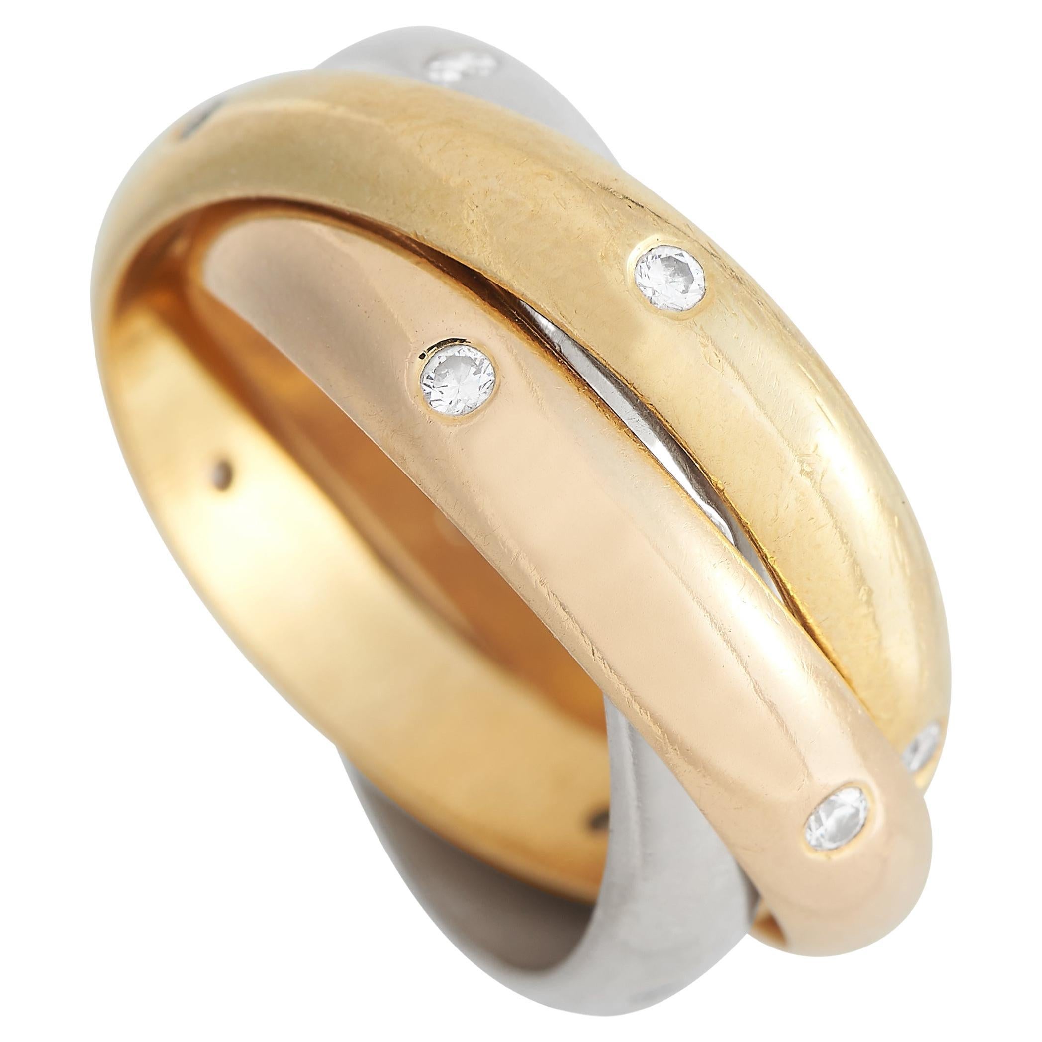 Cartier Diamond White Gold Trinity Ring at 1stDibs