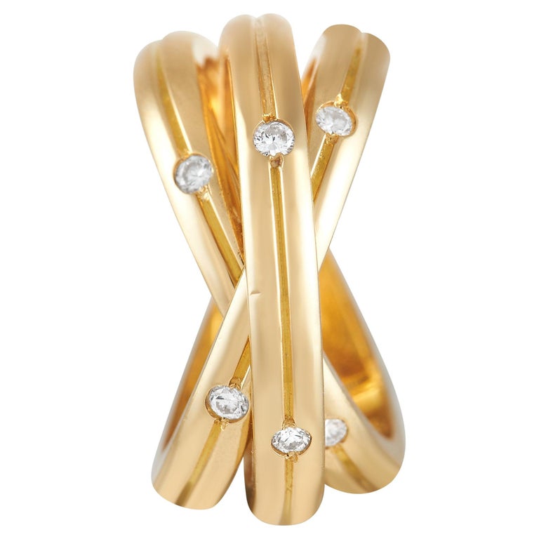 Cartier Trinity 18K Yellow Gold Diamond Ring For Sale at 1stDibs