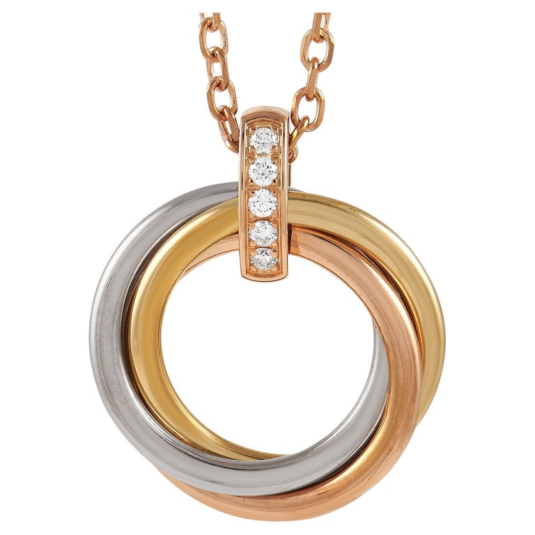 Cartier Trinity 18K Yellow Gold, White Gold, Rose Gold Diamond Pendant ...