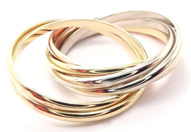Cartier Trinity 7 Band Tricolor Gold Ring For Sale at 1stDibs
