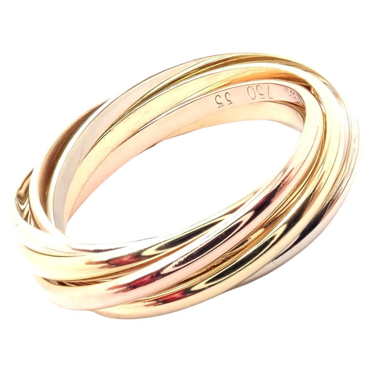 Cartier Trinity 7 Band Tricolor Gold Ring For Sale at 1stDibs
