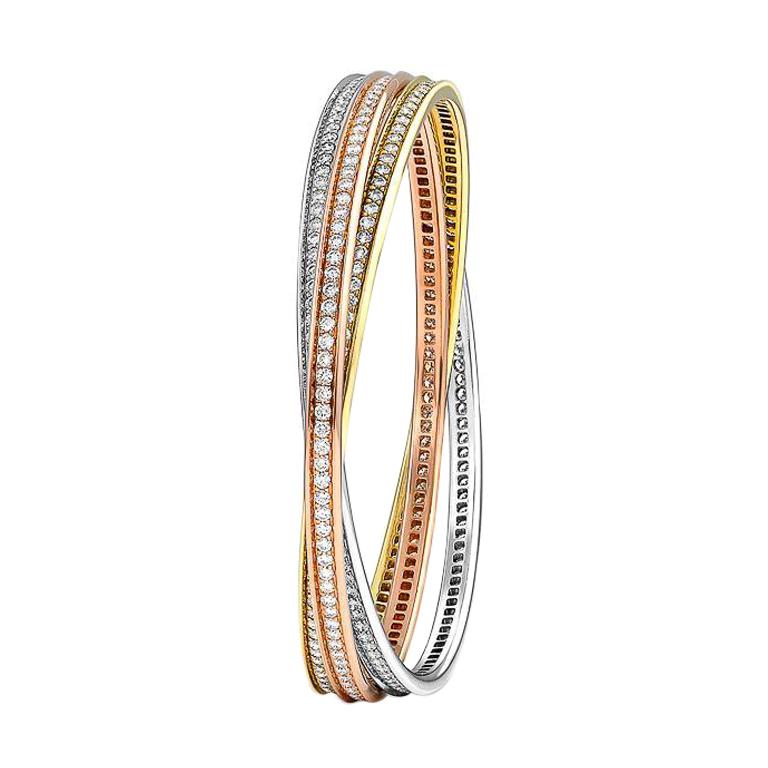 Cartier Trinity Bangle With Diamonds For Sale at 1stDibs