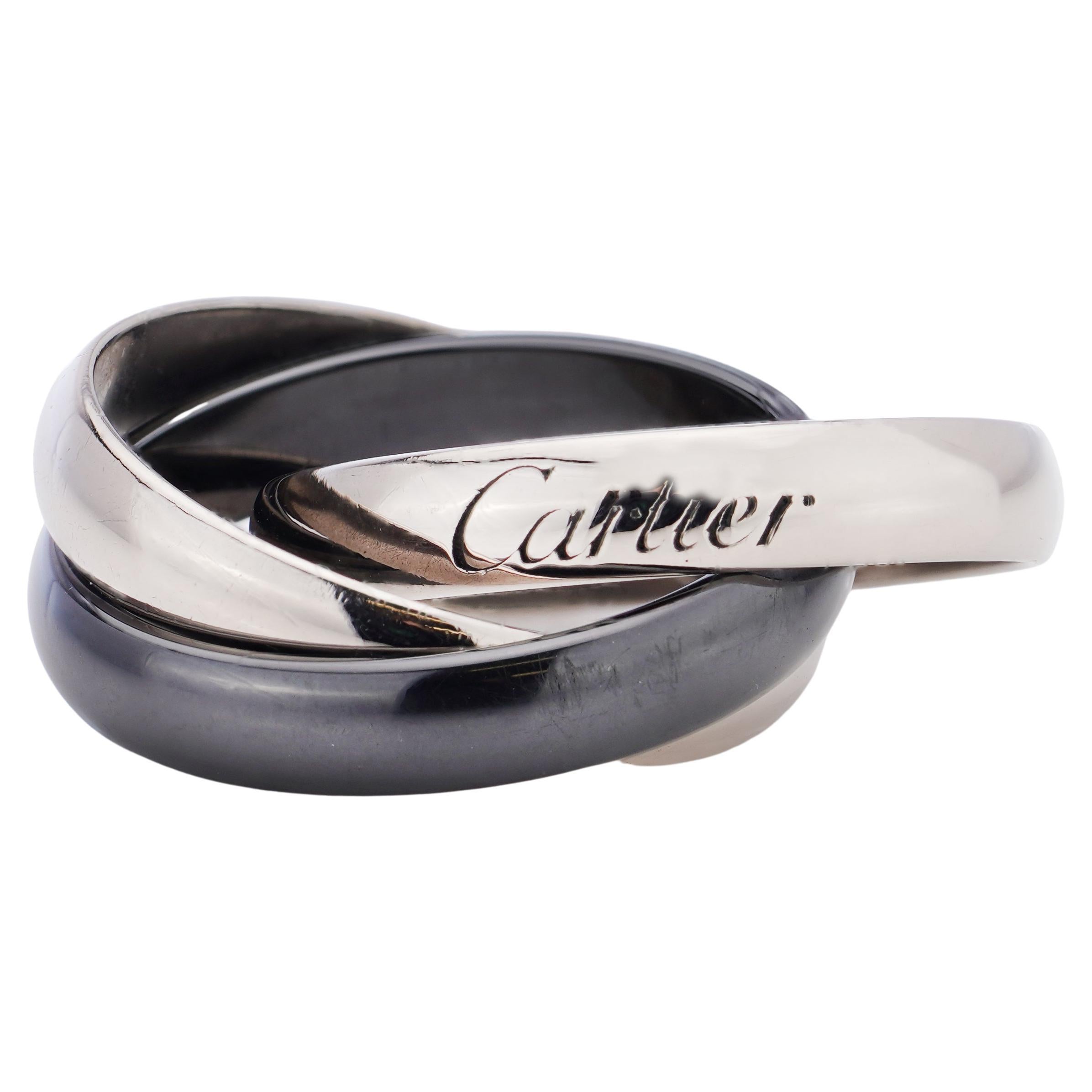 Classic Cartier Trinity Diamond Ceramic Gold Rolling Ring at 1stDibs ...