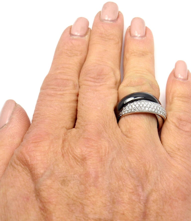 Cartier Trinity Ceramic Diamond Gold Platinum Band Ring at 1stDibs ...