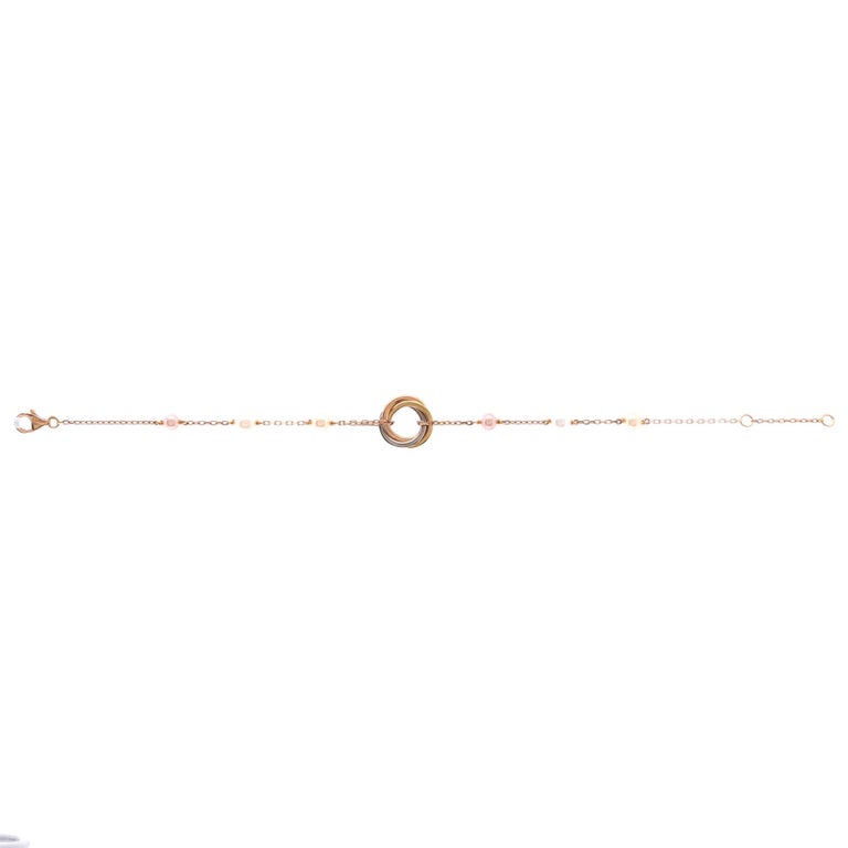 Cartier Trinity Chain Bracelet 18k Tricolor Gold with Pearls For Sale ...
