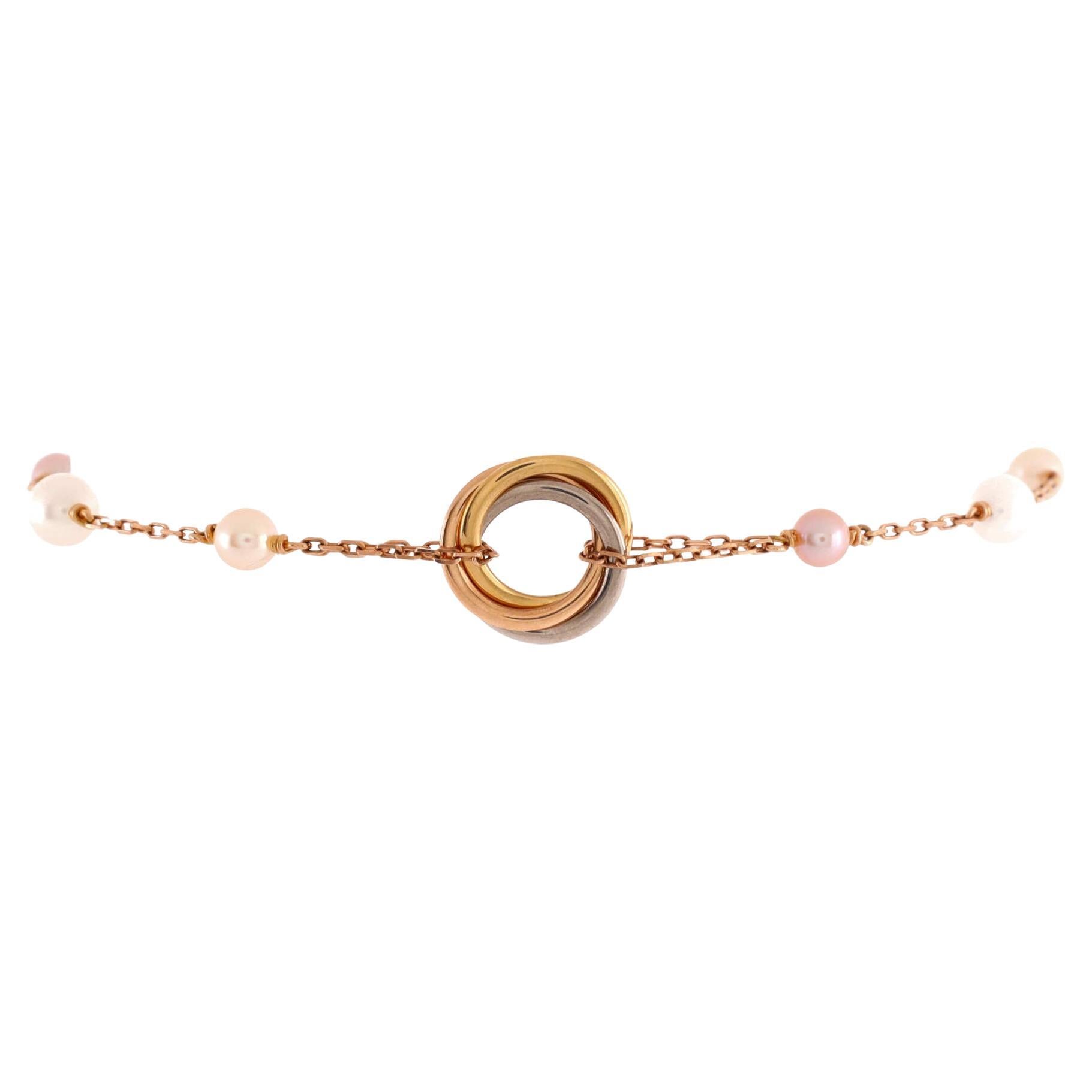 Cartier Trinity Chain Bracelet 18k Tricolor Gold with Pink Sapphire For ...