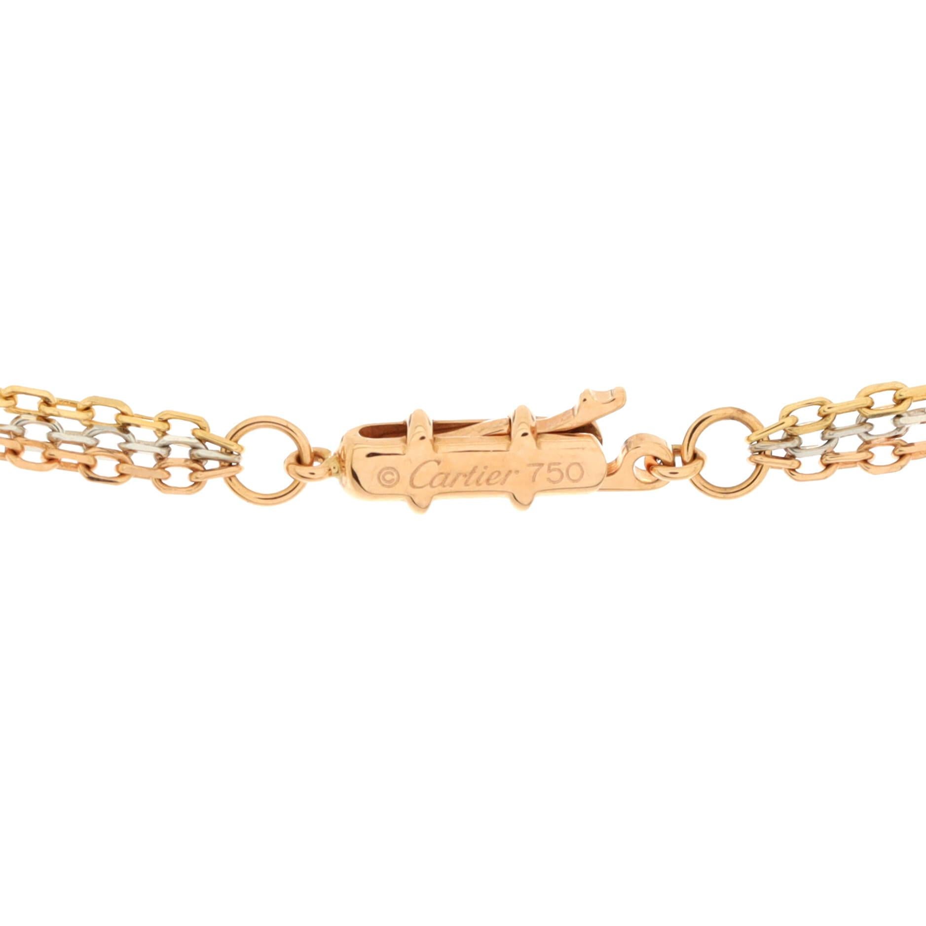 Cartier Trinity Chain Necklace 18K Tricolor Gold For Sale at 1stDibs
