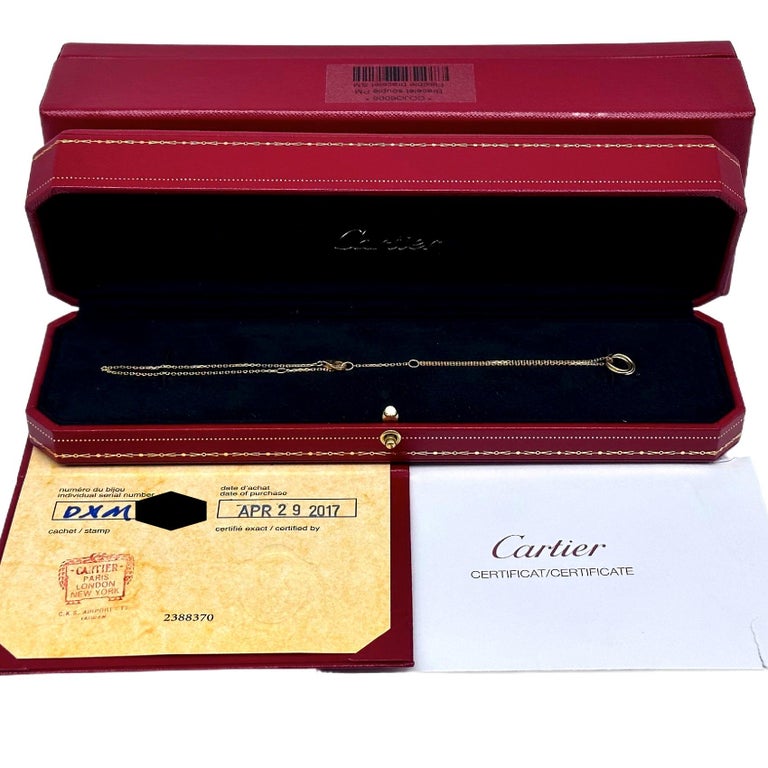 Cartier Trinity Charm Bracelet in 18 Karat White Yellow Pink Gold Boxes ...