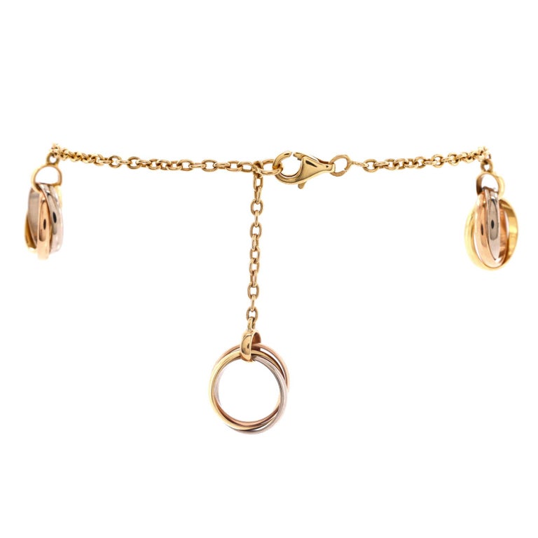 Cartier Trinity Charm Chain Bracelet 18k Tricolor Gold For Sale at 1stDibs