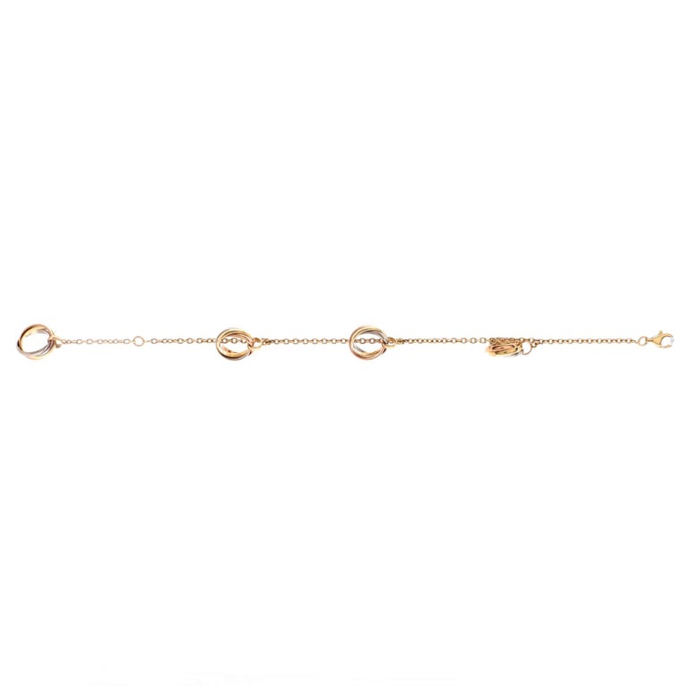 Cartier Trinity Charm Chain Bracelet 18k Tricolor Gold For Sale at 1stDibs
