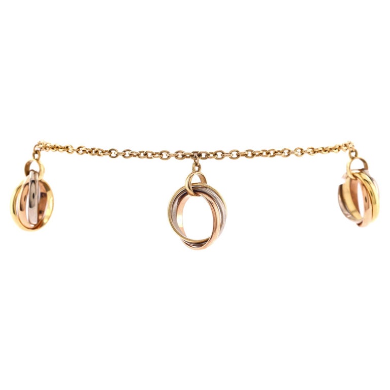 Cartier Trinity Charm Chain Bracelet 18k Tricolor Gold For Sale at 1stDibs