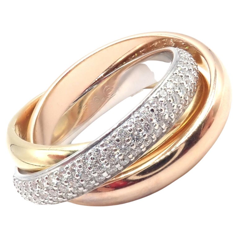 Cartier, bague Trinity Classic en or jaune et rose avec diamants En ...