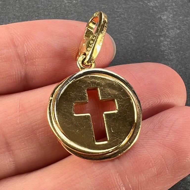 Cartier Trinity Cross 18K Gold Charm Pendant For Sale at 1stDibs