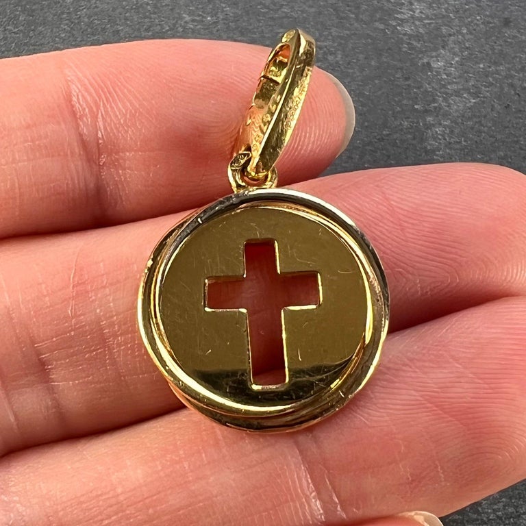 Cartier Trinity Cross 18K Gold Charm Pendant For Sale at 1stDibs