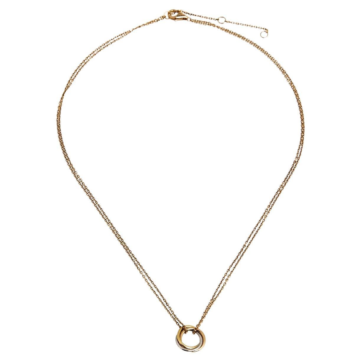 Cartier Trinity de Cartier 18k Three Tone Gold Double Chain Necklace at ...