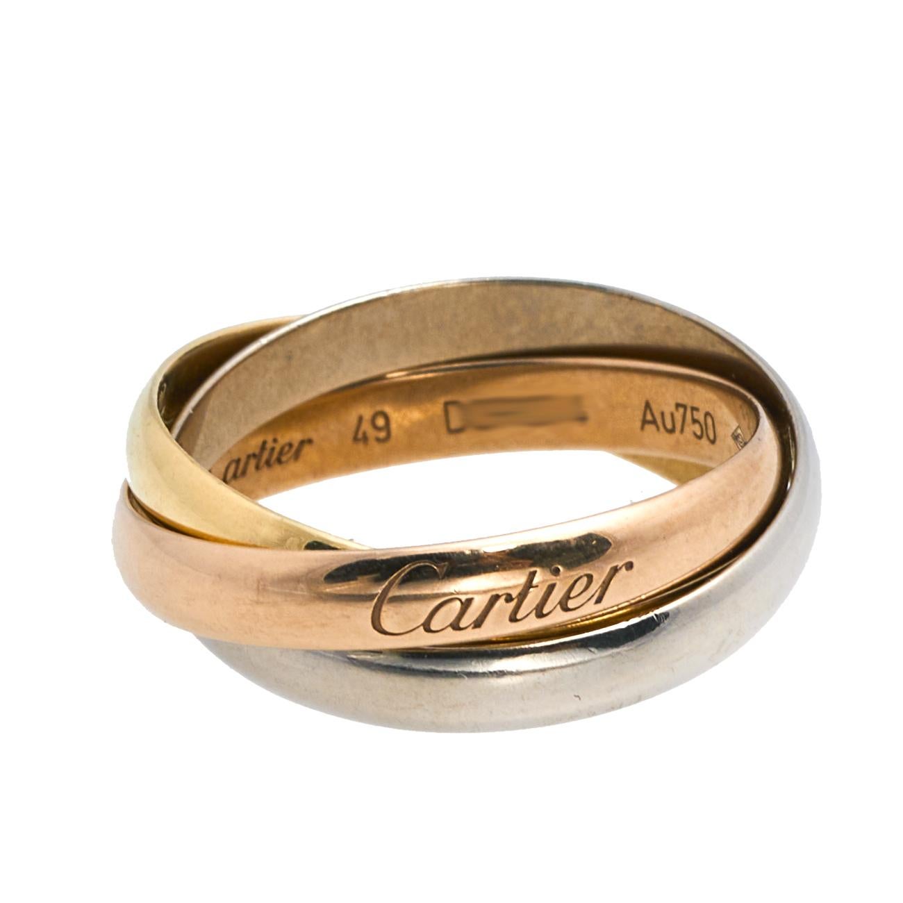 Cartier Trinity de Cartier 18K Three Tone Gold Small Model Rolling Ring ...