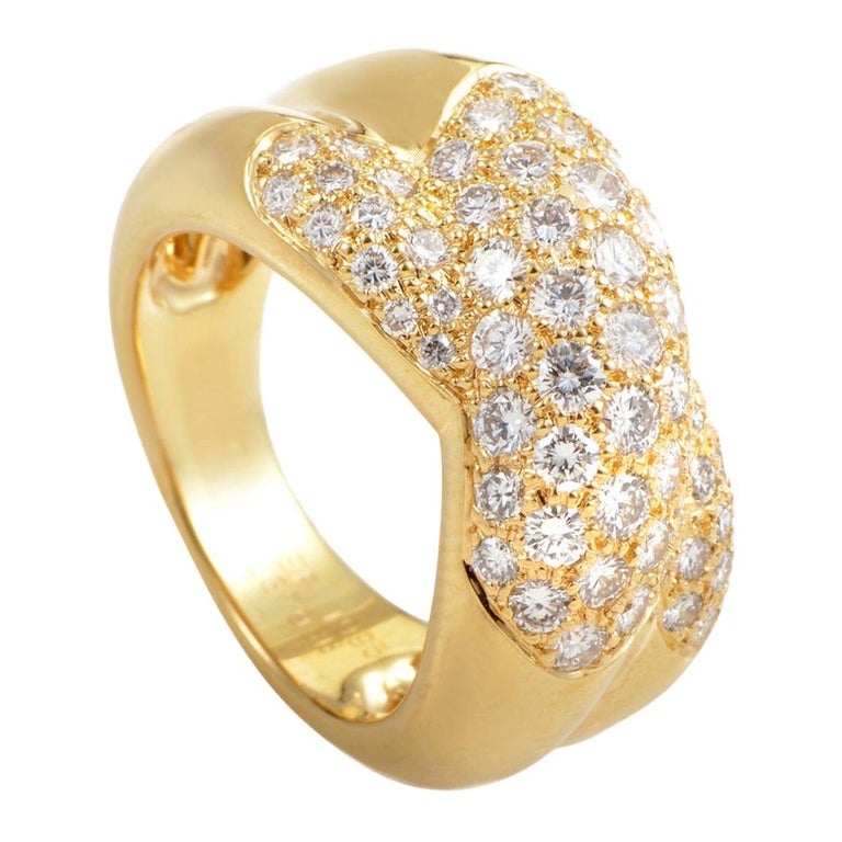 Cartier Trinity de Cartier Partial Diamond Pave Gold Band Ring at 1stDibs