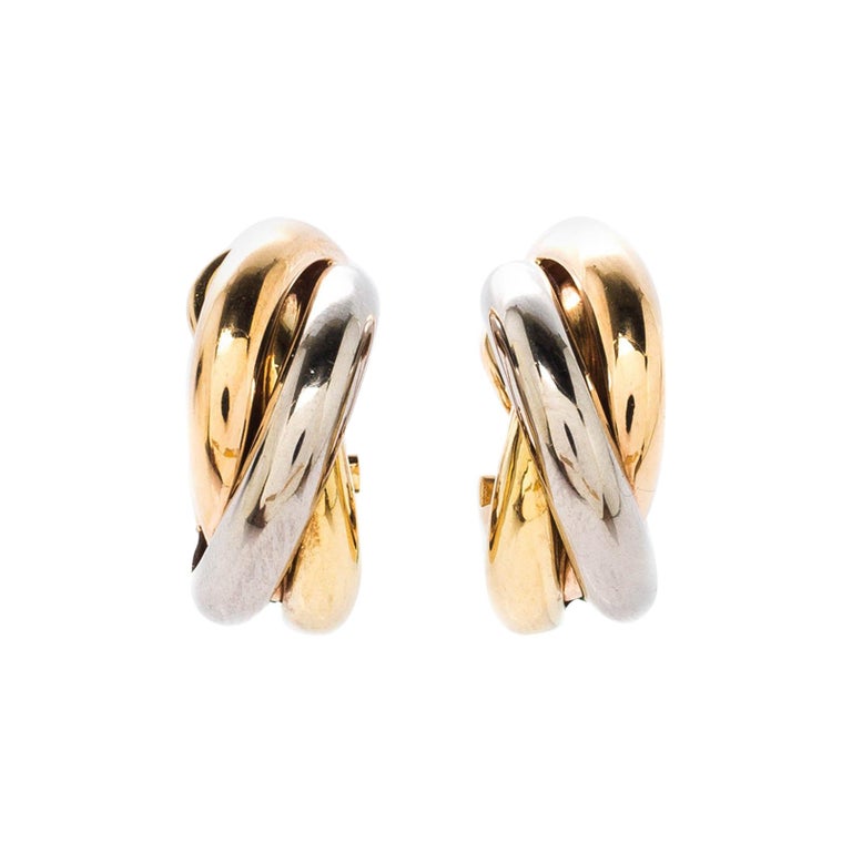 Cartier Trinity De Cartier Three Tone 18k Gold Hoop Earrings For Sale ...