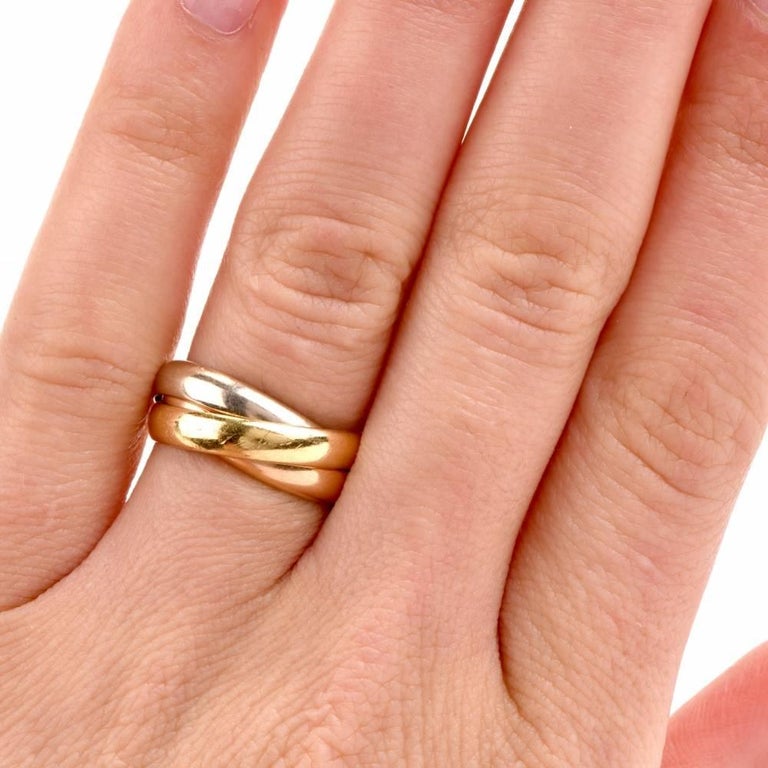 Cartier Trinity de Cartier Tri-Color Gold Wedding Band Rolling Ring For ...
