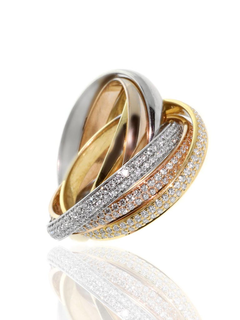 Cartier Trinity Diamond Three Color Gold Ring at 1stDibs | cartier ...