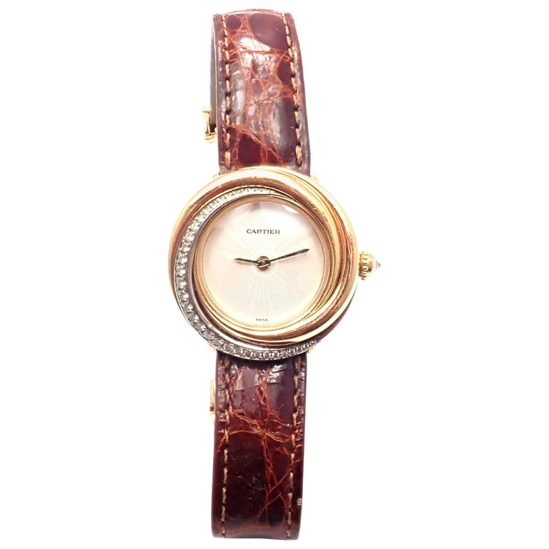 Cartier Trinity Diamond Tri-Color Gold Watch at 1stDibs