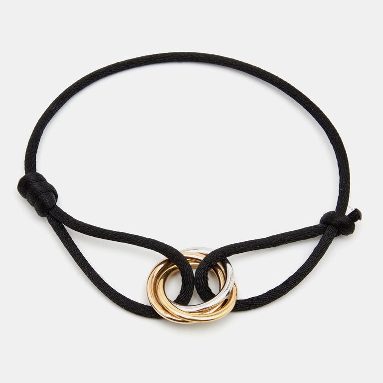 Cartier Trinity Diamonds 18k Three Tone Gold Adjustable Cord Bracelet ...