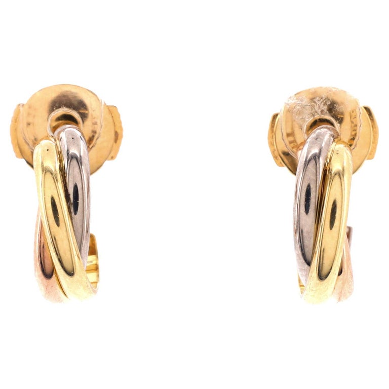 Cartier Trinity Earrings 18k Tricolor Gold Small For Sale at 1stDibs