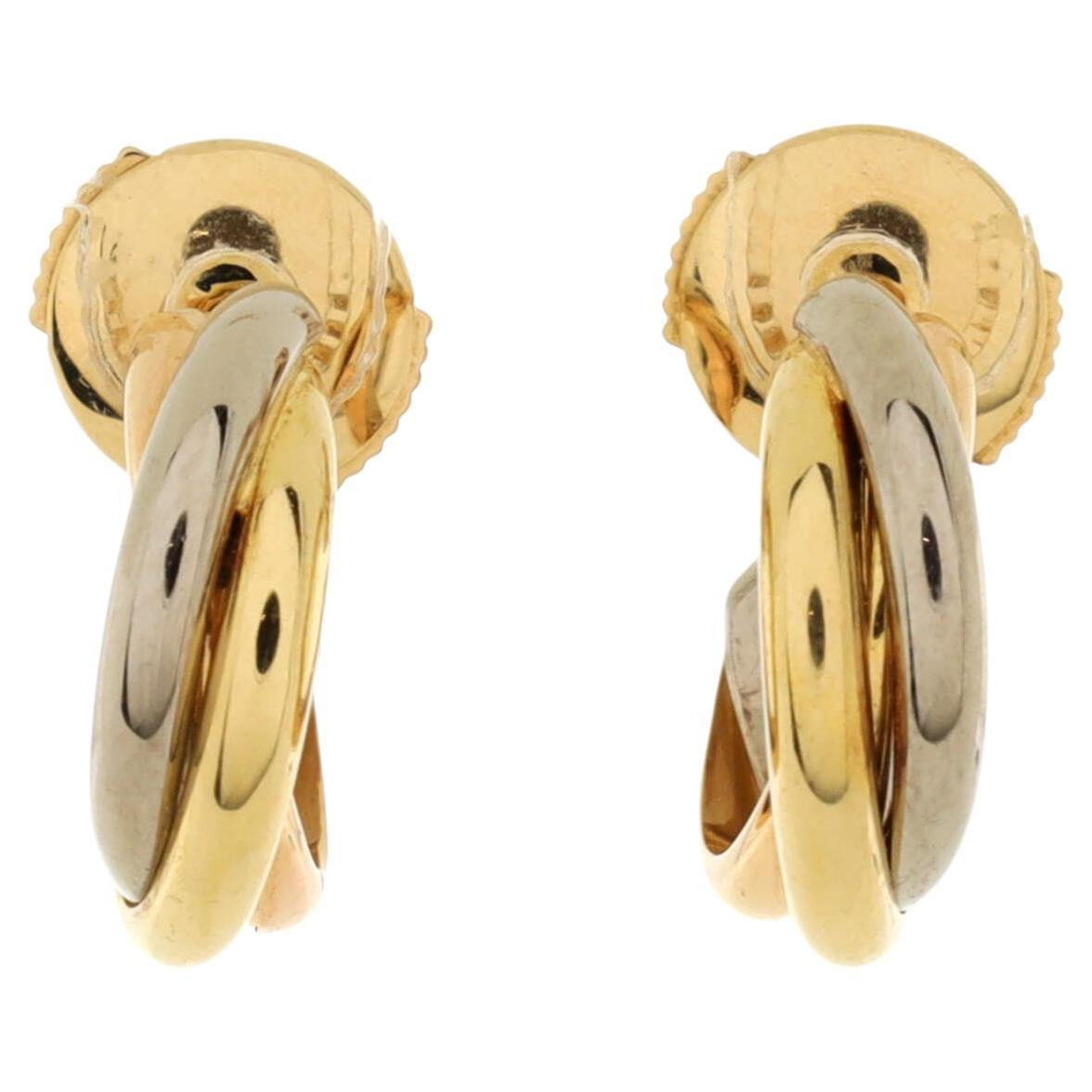Cartier Trinity Earrings 18K Tricolor Gold Small For Sale at 1stDibs