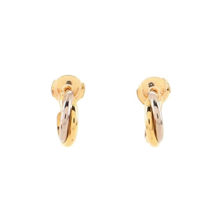 Cartier Trinity Hoop Earring Earrings 18K Tricolor Gold at 1stDibs
