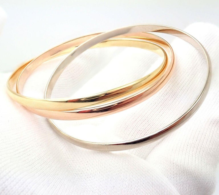 Cartier Trinity Medium Model Rolling Tricolor Gold Bangle Bracelet at ...