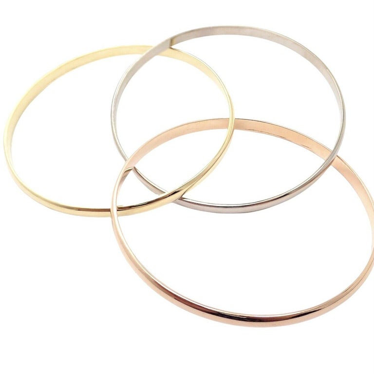 Cartier Trinity Medium Model Rolling Tricolor Gold Bangle Bracelet at ...
