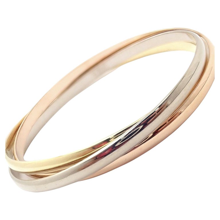 Cartier Trinity Medium Model Rolling Tricolor Gold Bangle Bracelet at 1stDibs