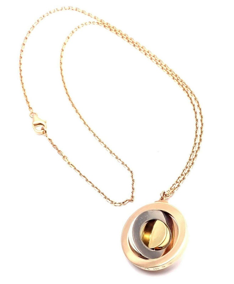 Cartier Trinity Movable Disc Tri-Color Gold Pendant Necklace at 1stDibs