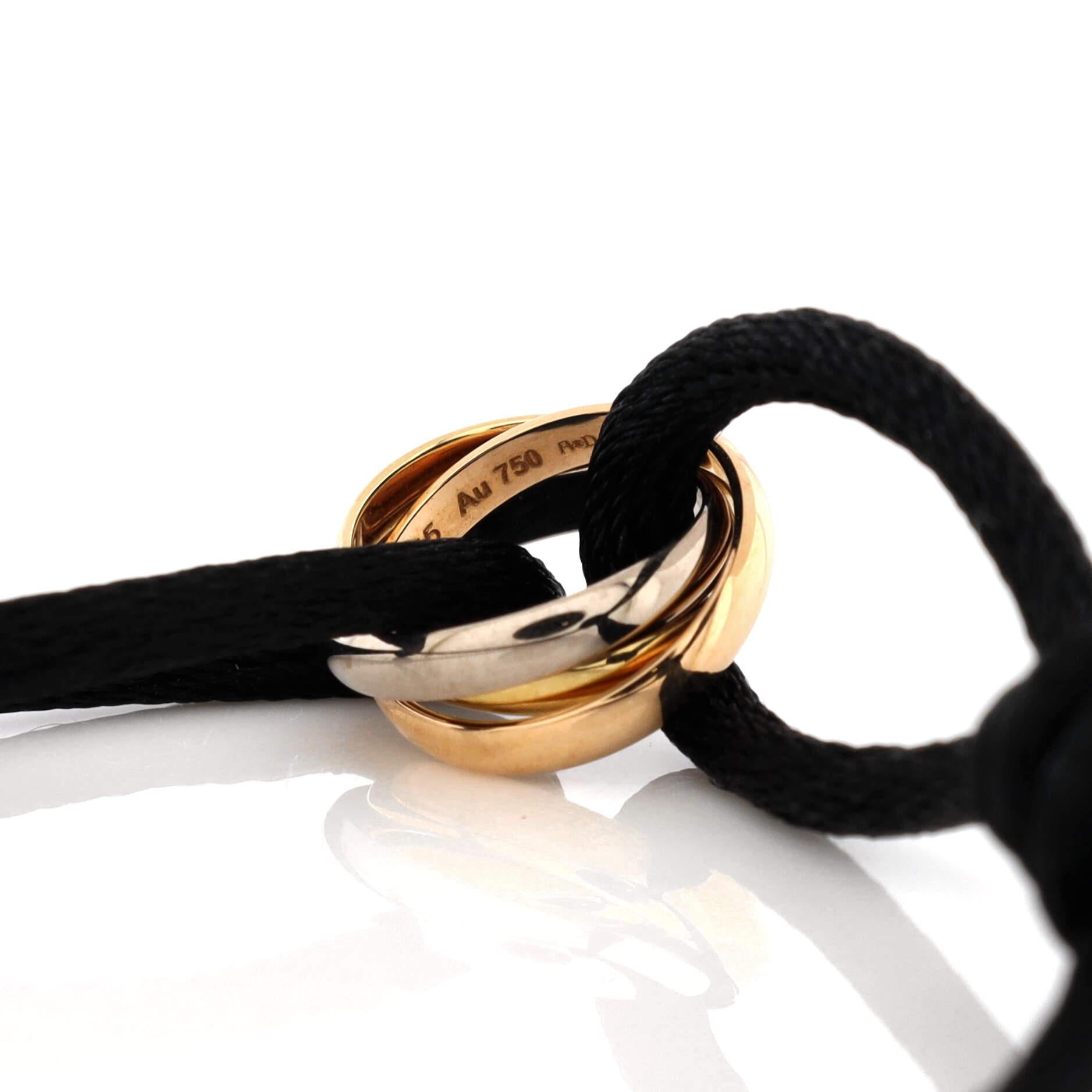 Cartier Trinity On Cord Bracelet Silk Cord with 18K Tricolor Gold at 1stDibs | cartier cord ...