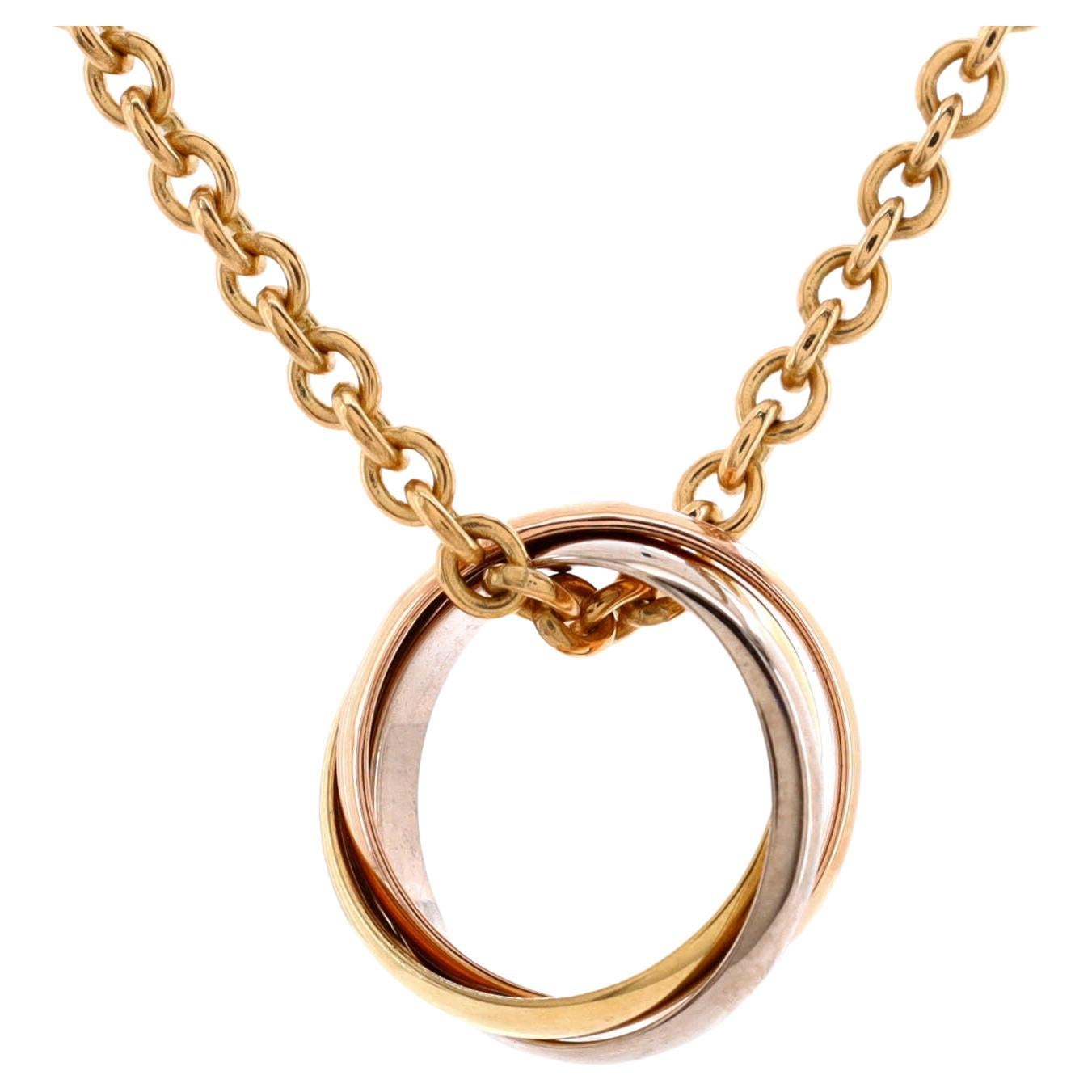 Cartier Trinity Pendant Necklace 18K Tricolor Gold For Sale at 1stDibs