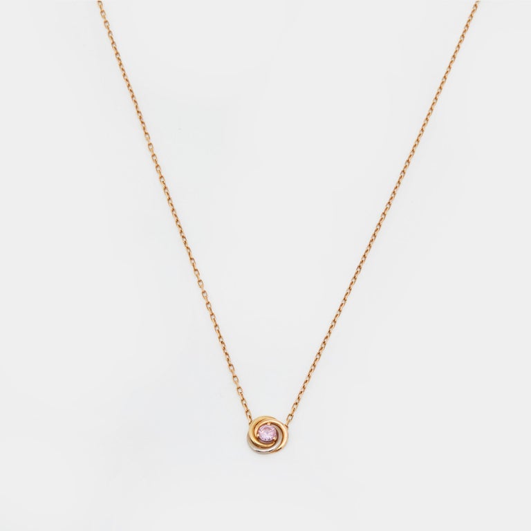 Cartier Trinity Pink Sapphire 18k Three Tone Gold Necklace For Sale at ...