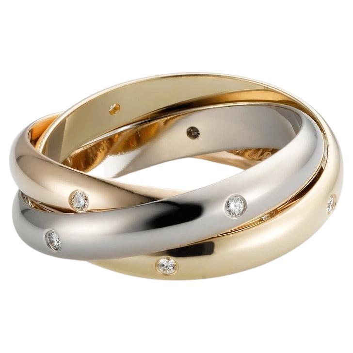 Cartier Trinity Ring Brillant Cut Diamonds White Rose Yellow Gold 18 ...