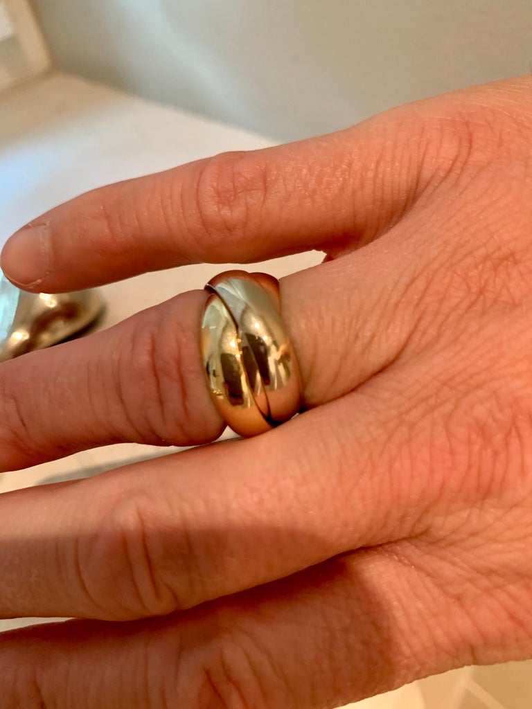 Cartier Trinity Ring 18 Karat Pink Yellow White Gold Large Trinity Ring ...