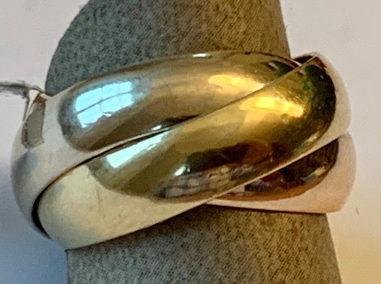 Cartier Trinity Ring 18 Karat Pink Yellow White Gold Large Trinity Ring ...