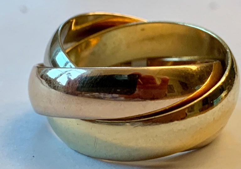 Cartier Trinity Ring 18 Karat Pink Yellow White Gold Large Trinity Ring ...