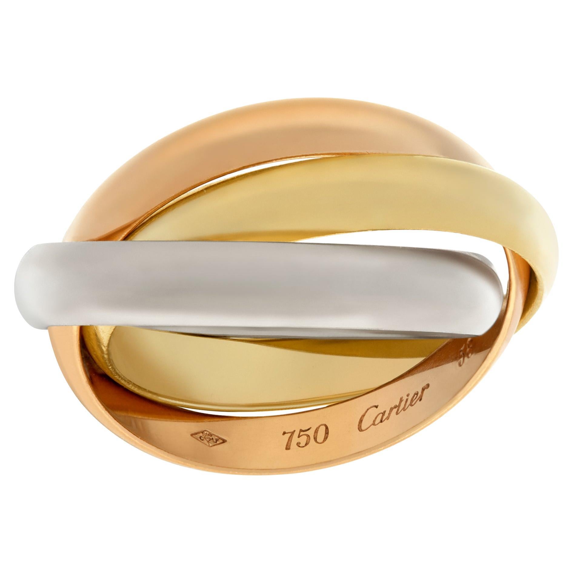 18 Karat Yellow, White, and Rose Gold Cartier Trinity Ring with ...