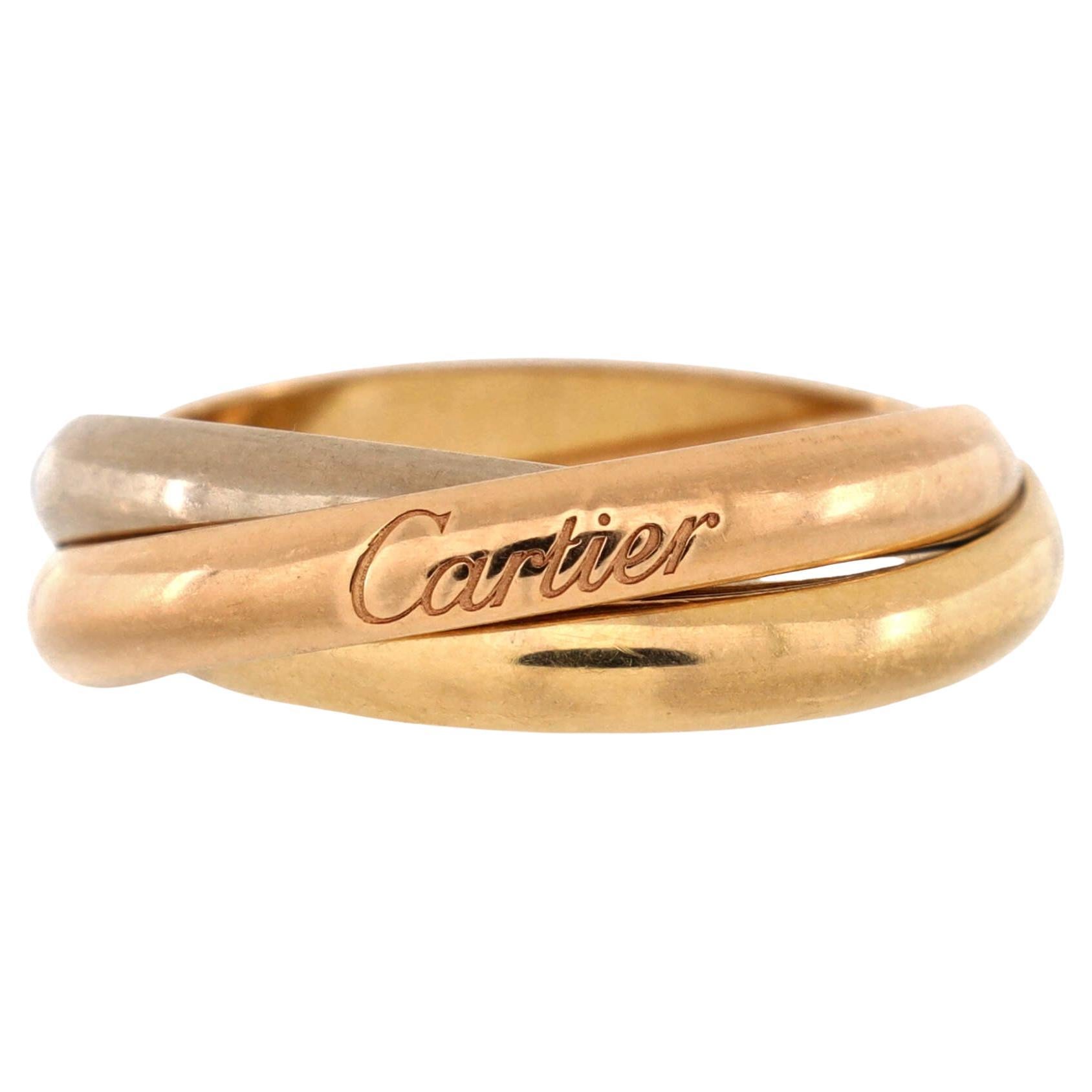 Cartier Trinity Tricolor Diamond Gold Ring at 1stDibs
