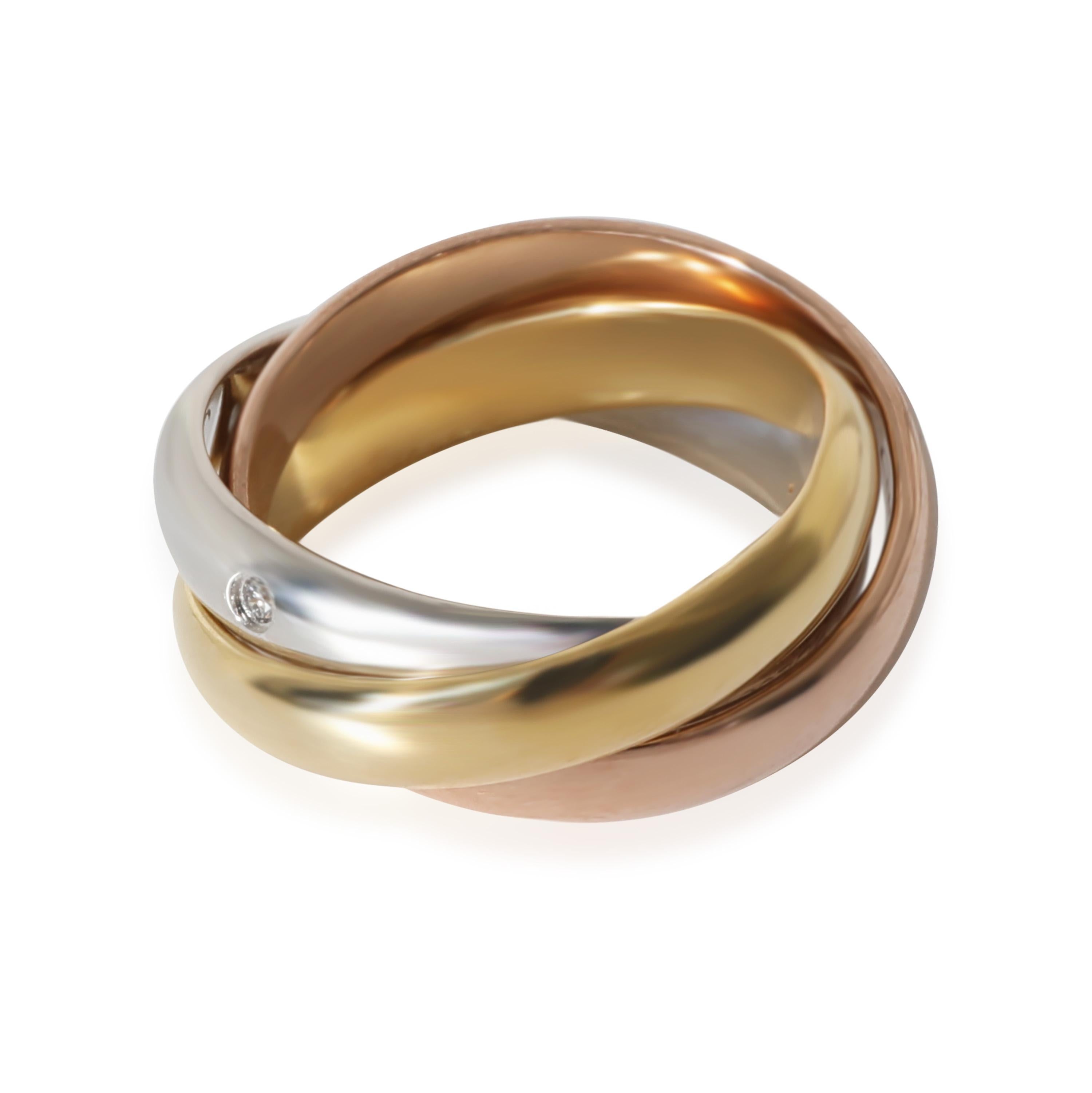 Cartier Trinity Ring in 18k 3 Tone Gold 0.04 CTW For Sale at 1stDibs