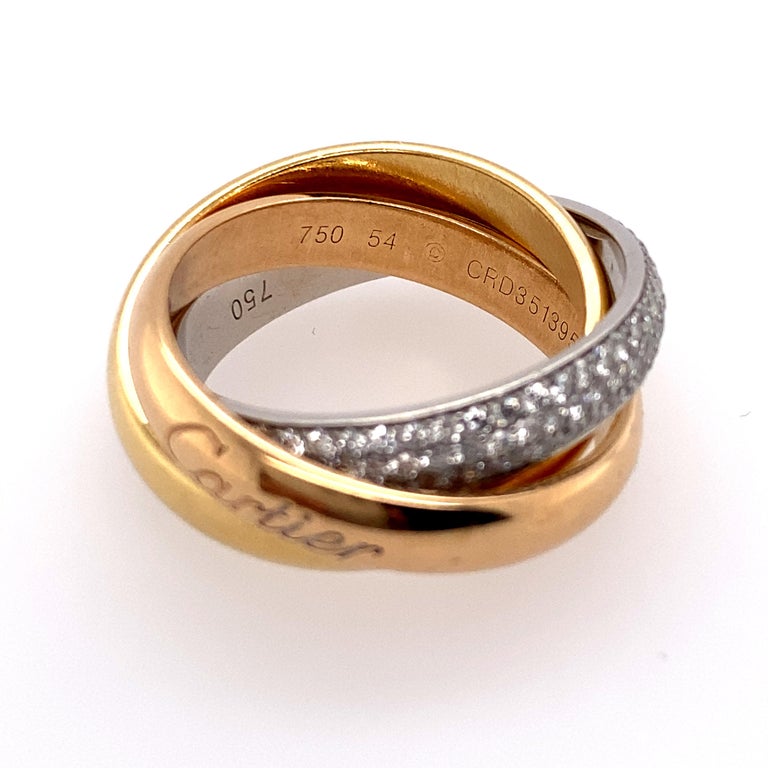 Cartier Trinity Ring with Diamonds For Sale at 1stDibs