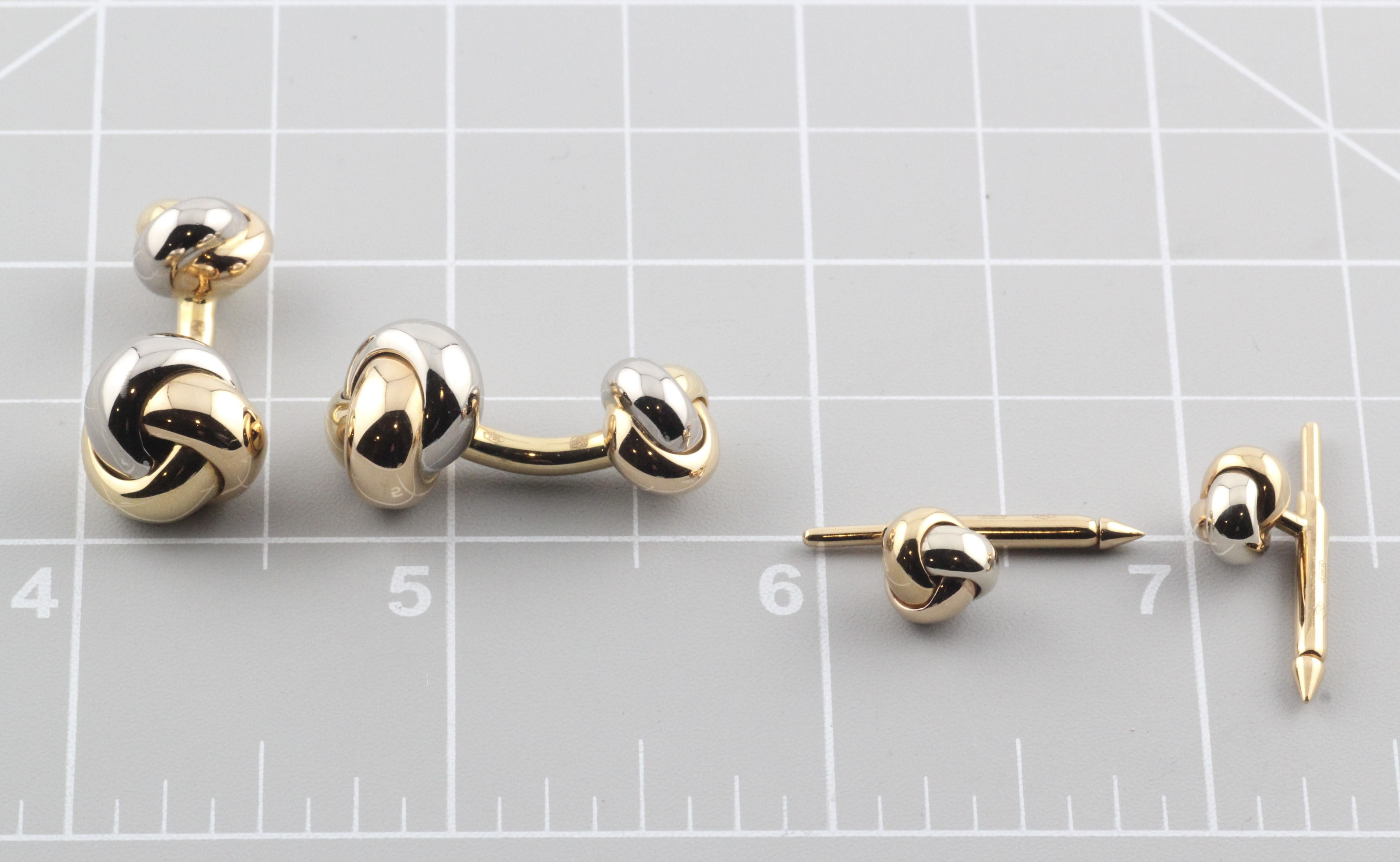 Cartier Trinity Three-Color 18 Karat Gold Knot Cufflink Stud Set For ...