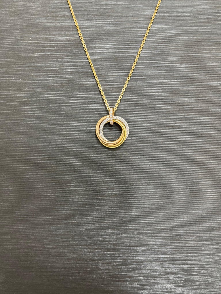 Cartier Trinity Three Tone 18 Karat Gold Diamonds Pendant Necklace For ...
