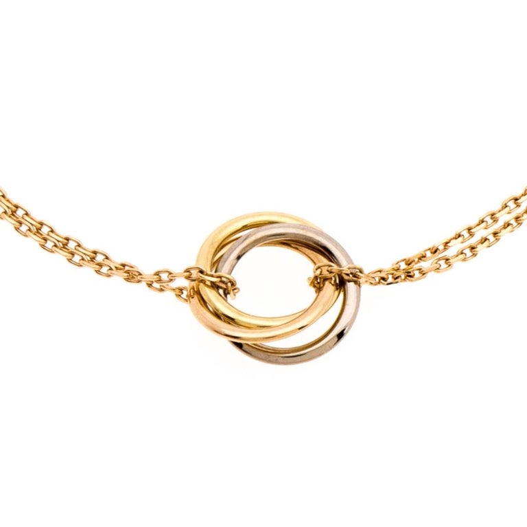 Cartier Trinity Three Tone 18K Gold Chain Bracelet For Sale at 1stDibs
