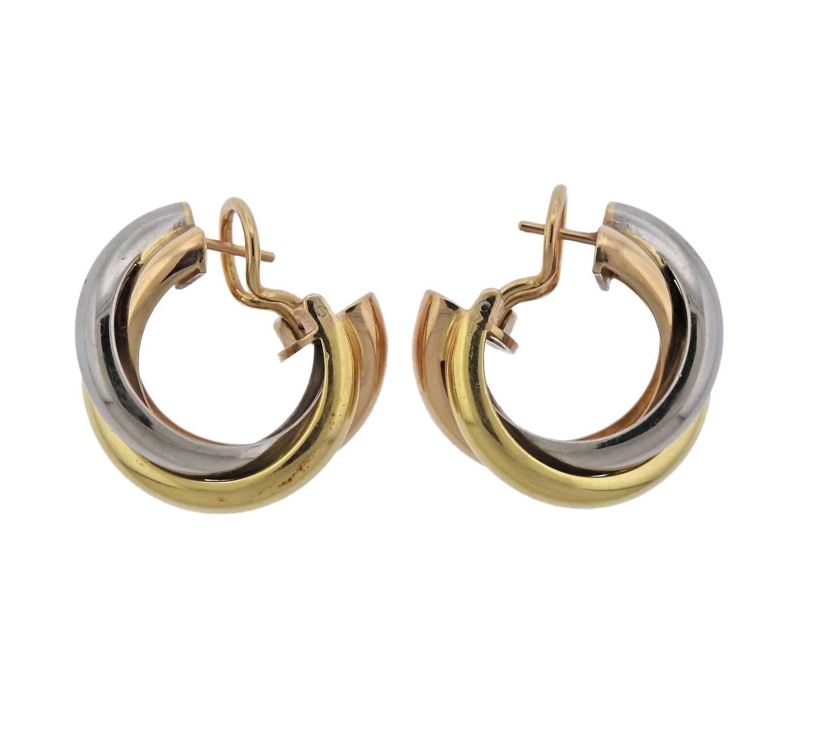 Cartier Trinity Tri-Color Gold Hoop Earrings at 1stDibs | cartier ...
