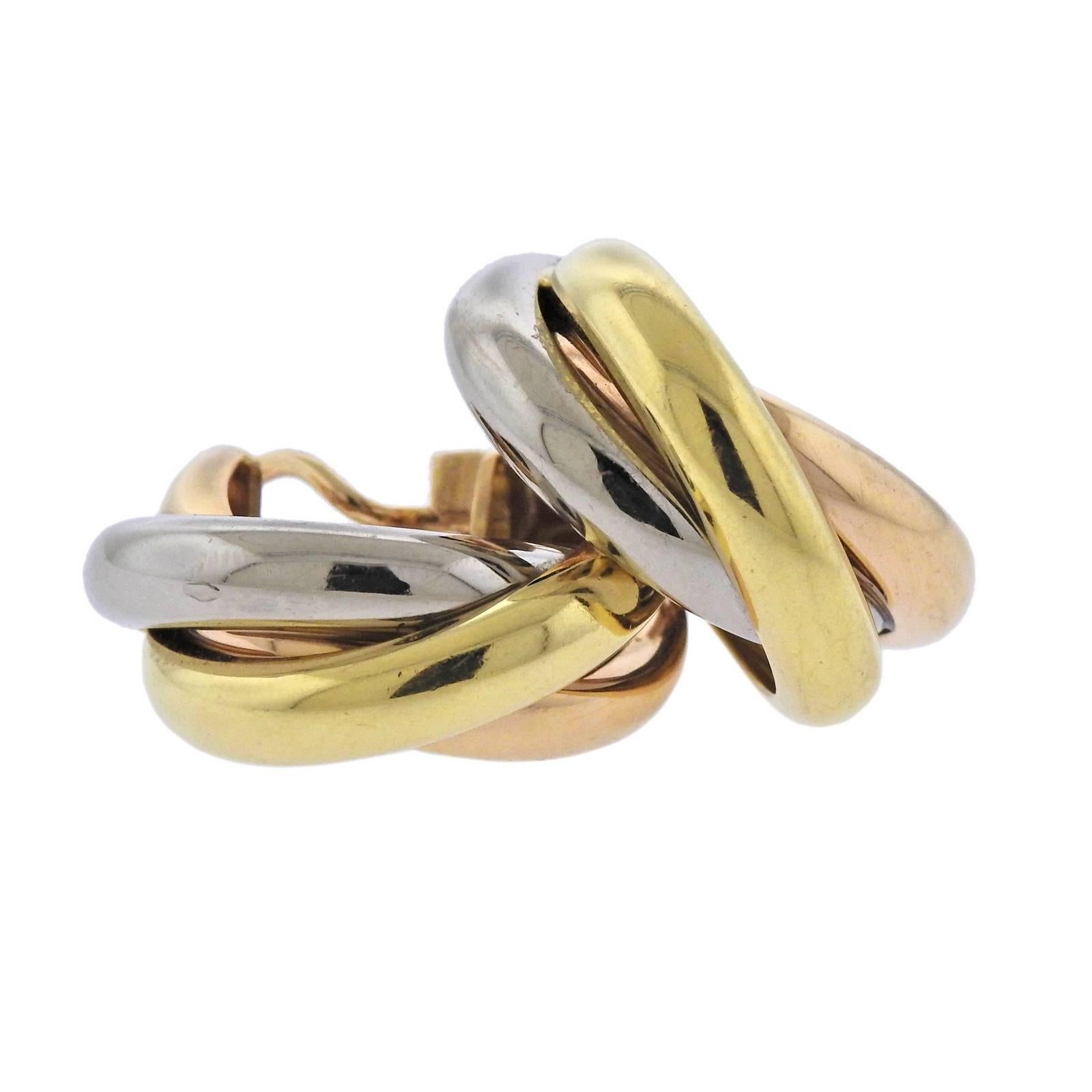 Cartier Trinity Tri-Color Gold Hoop Earrings at 1stDibs | cartier ...