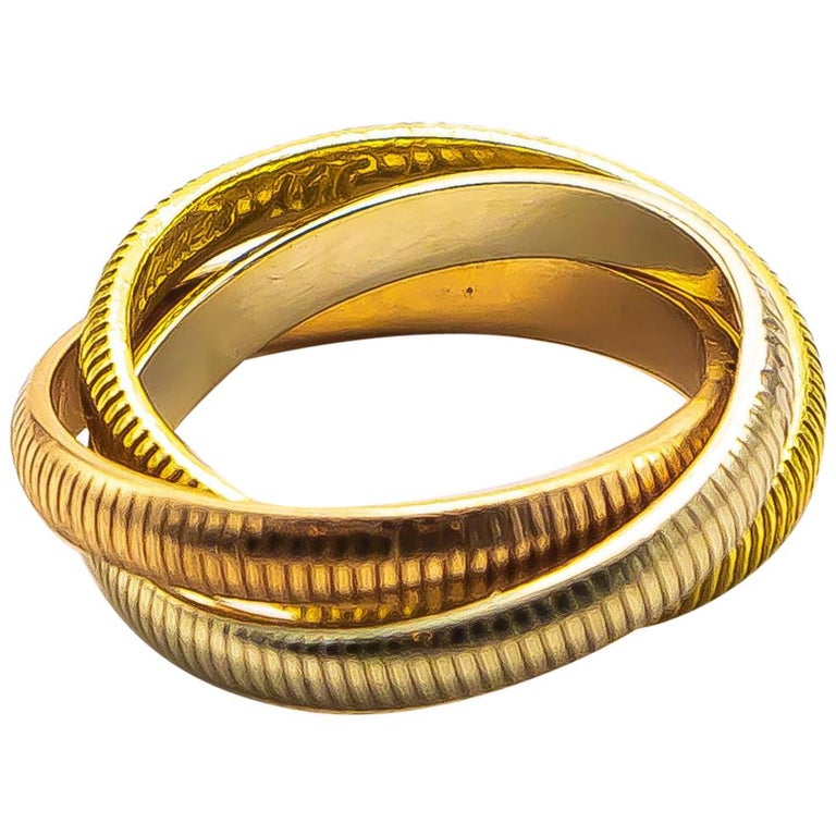 Cartier Trinity Tri-Color Gold Rings 18 Karat Rose Yellow White Gold ...